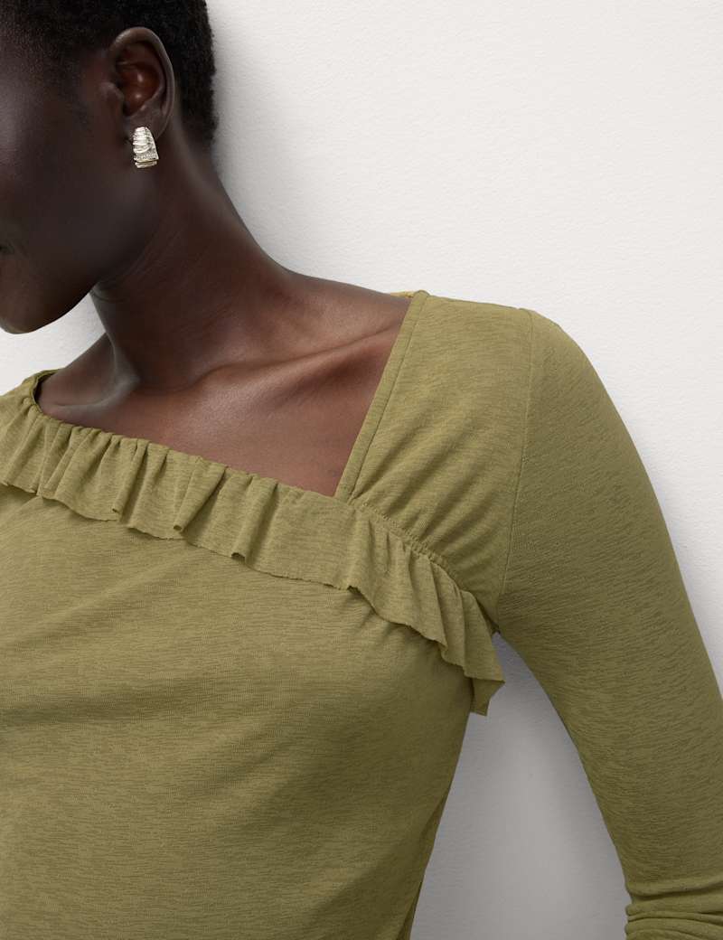 Jersey Asymmetric Ruffle Neck Top – Retail International Group