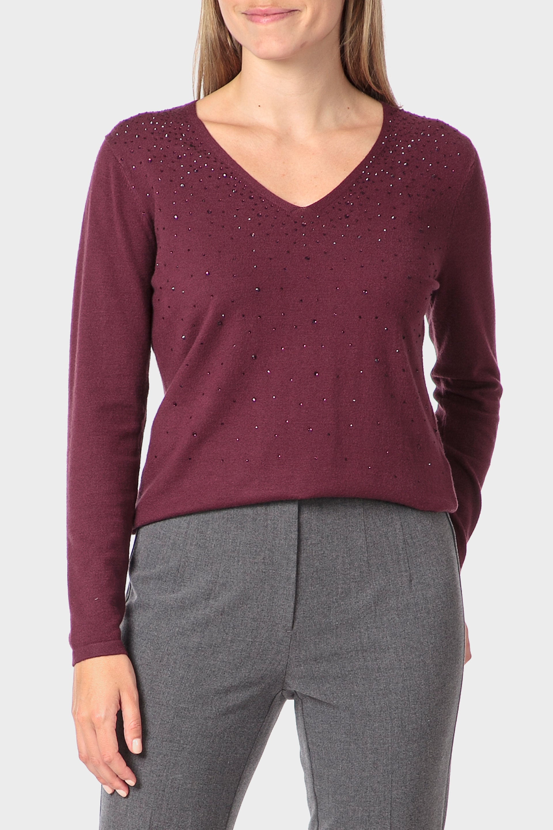 Maroon Rhinestone Sweater – Retail International Group